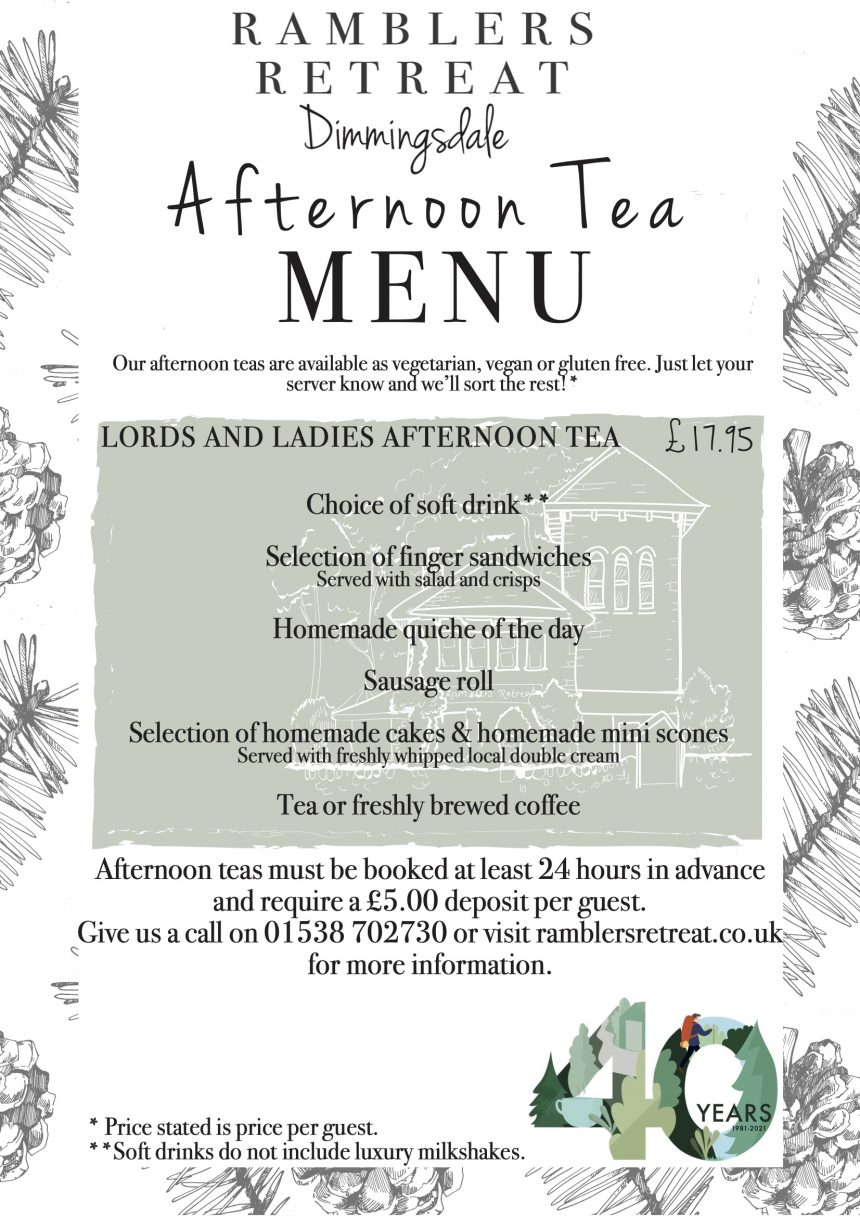 New Afternoon Tea Menu - Ramblers Retreat Ramblers Retreat | Dimmingsdale