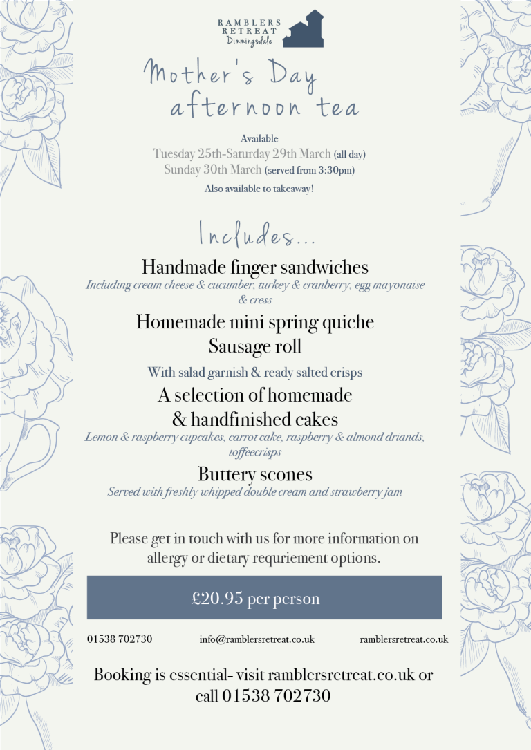 Mother's Day Menu - Ramblers Retreat Ramblers Retreat | Dimmingsdale