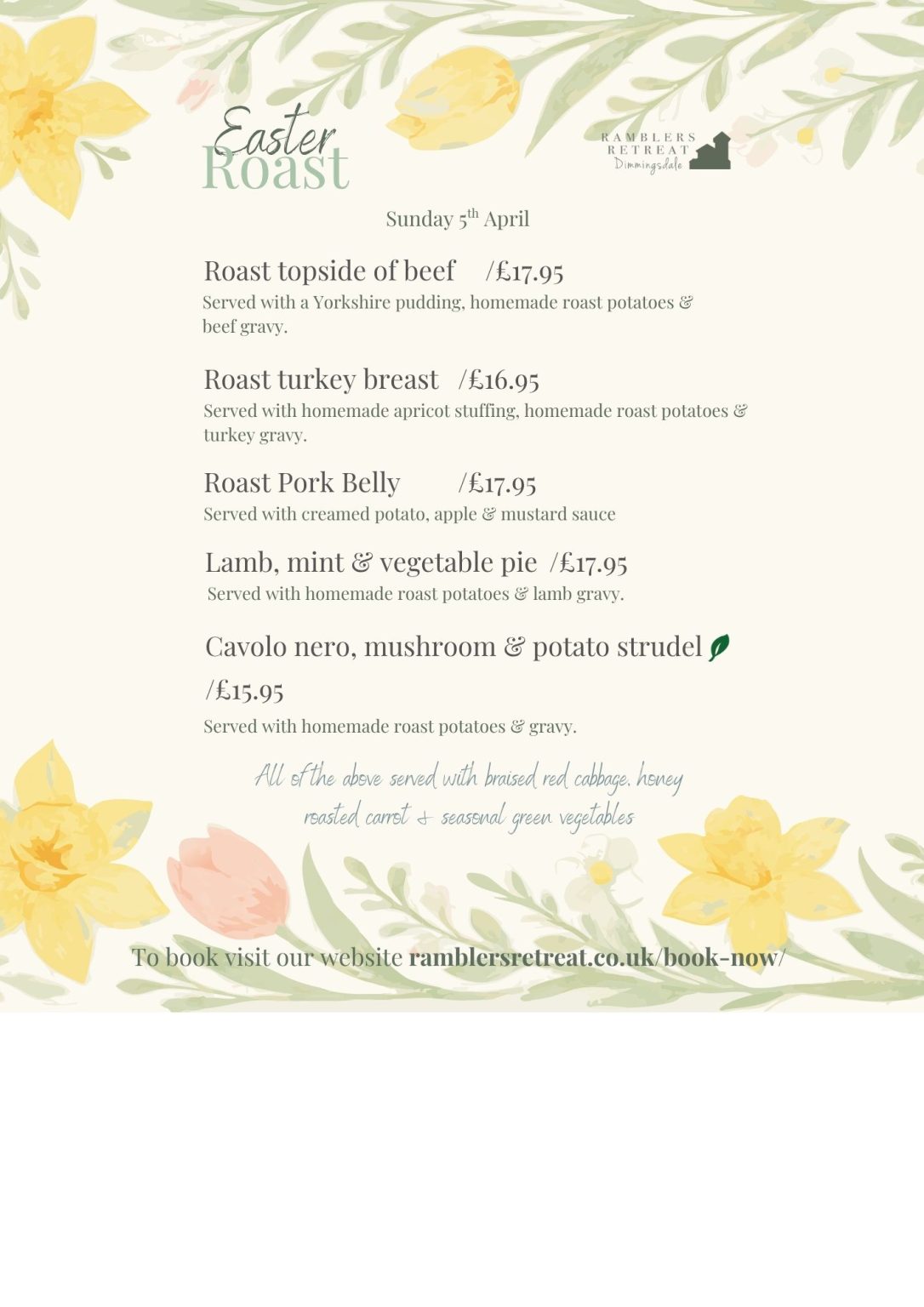 Easter Sunday Roast - Ramblers Retreat Ramblers Retreat | Dimmingsdale
